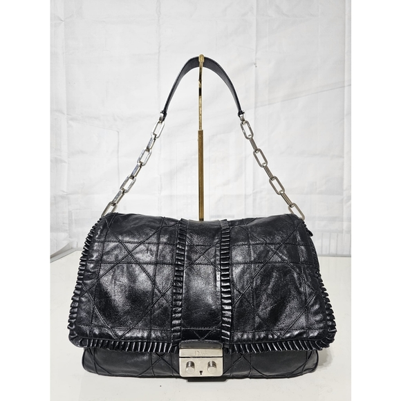 Dior | Bags | Christian Dior New Lock Ruffle Flap Bag Leather Large ...
